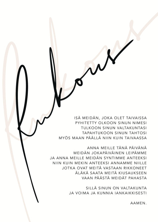 Taidekortti/ Sisustusjuliste Isä meidän Rukous - Nainen Kaivolla